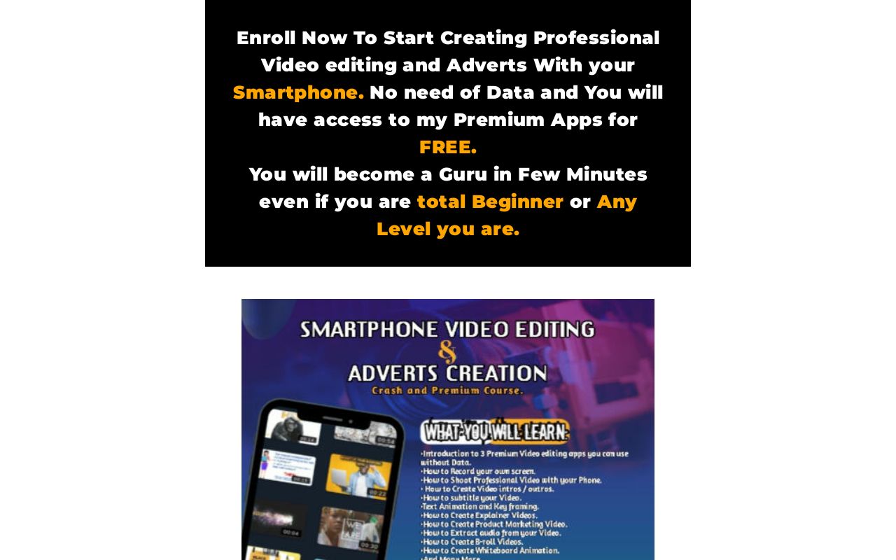 Smartphone video editing and Adverts creation premium Crash course